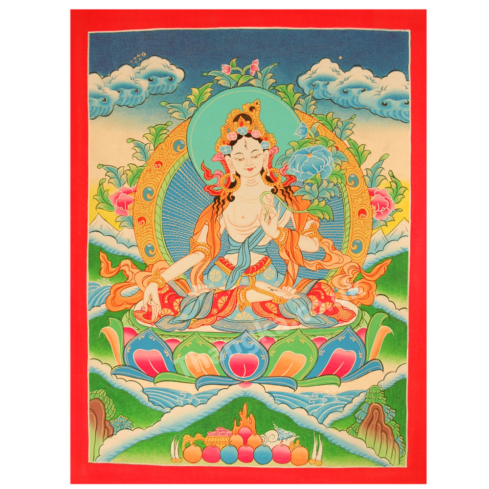 White Tara Thangka - Dol Kar - Tibetan Art from Thangka.co.uk